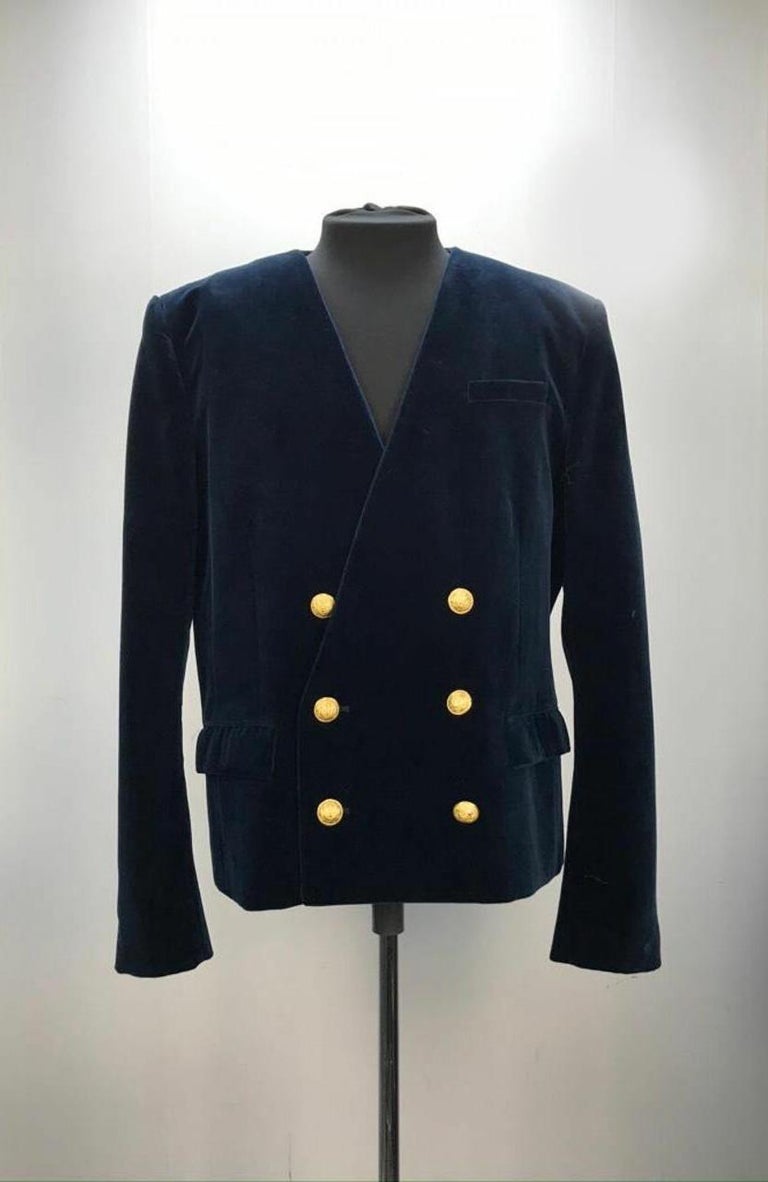 BALMAIN DARK BLUE VELVET BLAZER Jacket 60 - 54 from Celebrity Closet ...