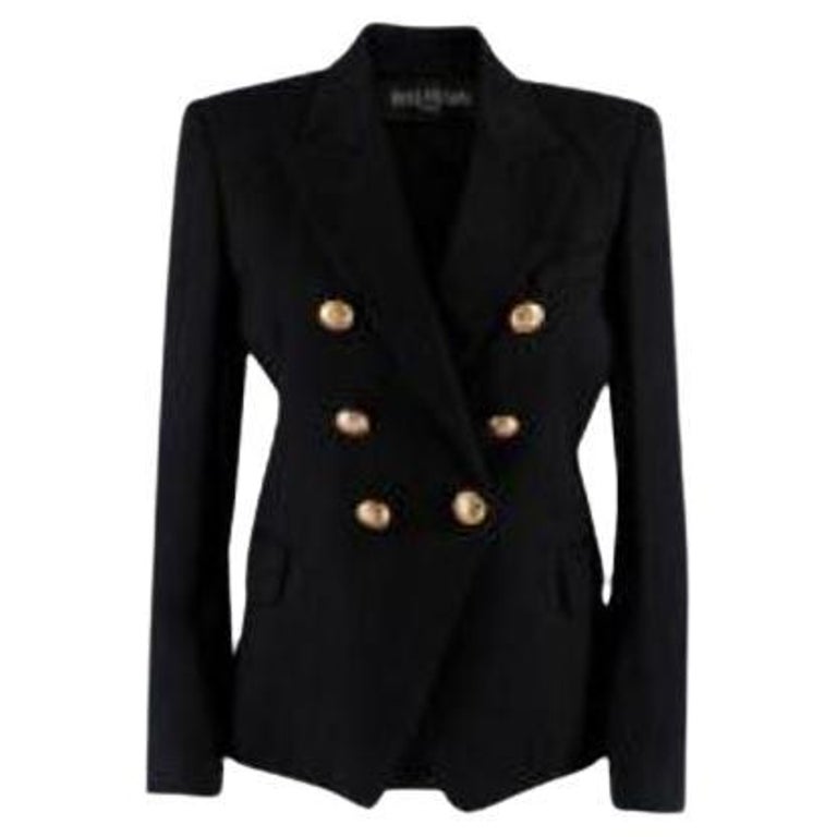 Balmain Diamond Woven Black Double Breasted Blazer For Sale at 1stDibs