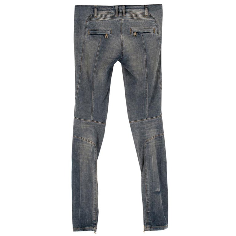 Balmain Distressed Ribbed Skinny Jeans 38/91 at 1stDibs | ribbed jeans