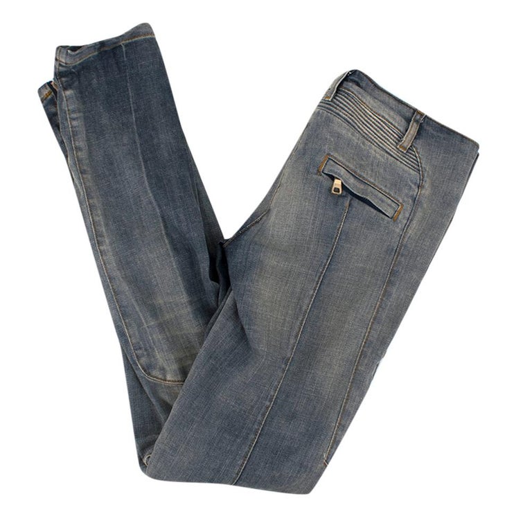 Balmain Distressed Ribbed Skinny Jeans 38/91 at 1stDibs | ribbed jeans