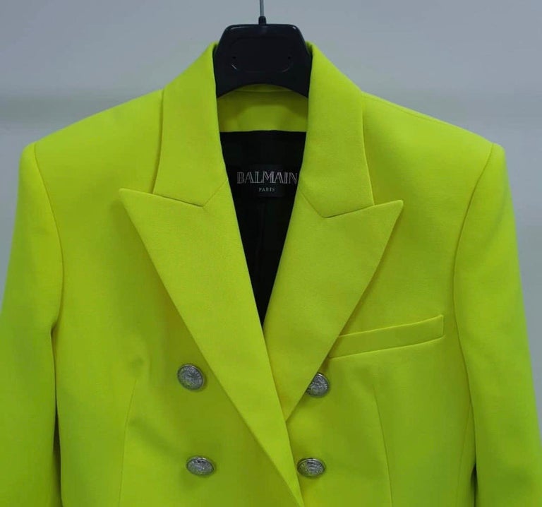 BALMAIN Double Breasted Neon Blazer For Sale at 1stDibs