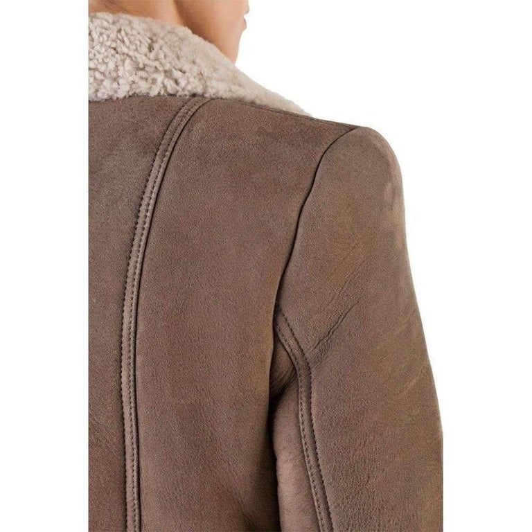 Balmain Double Breasted Shearling Line Suede Coat For Sale at 1stDibs