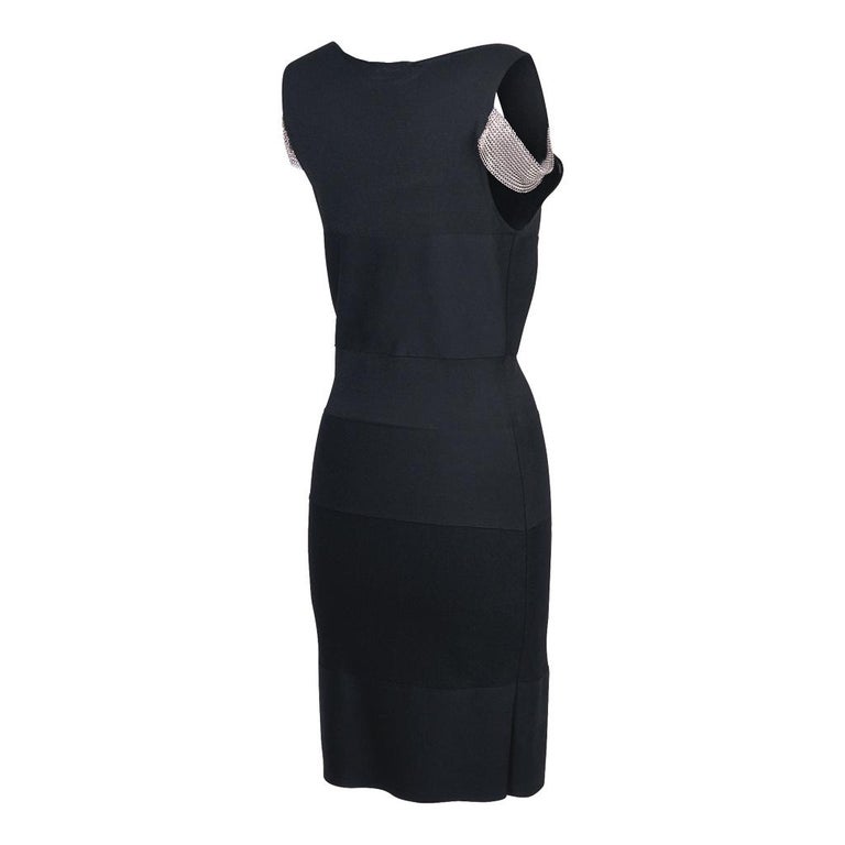 Balmain Dress Black Knit Silver Chain Mail Mesh Detail 40 / Fits 4 to 6 ...