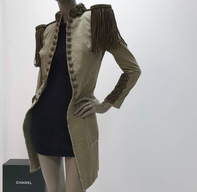 Balmain Embellished Cotton-canvas Napoleon Coat Jacket For Sale at 1stDibs