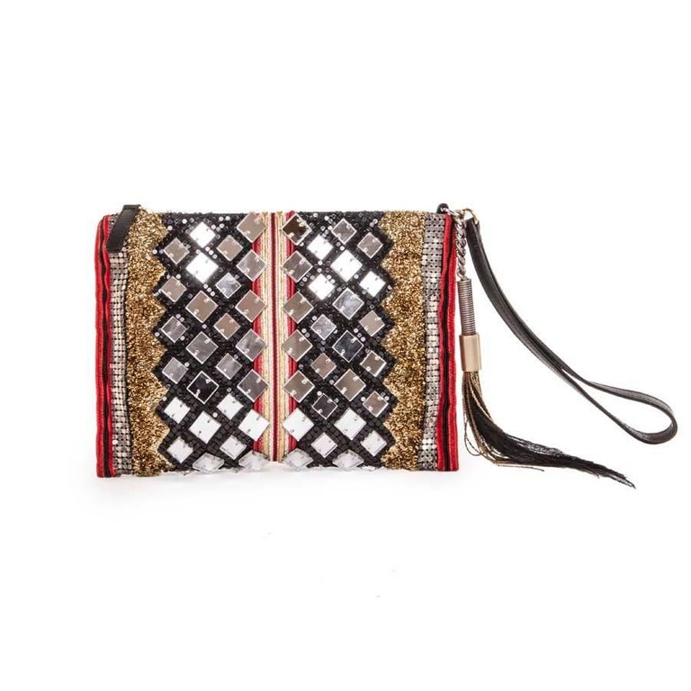Balmain Evening Clutch in Lame Gold Fabric and Embroideries For Sale at ...