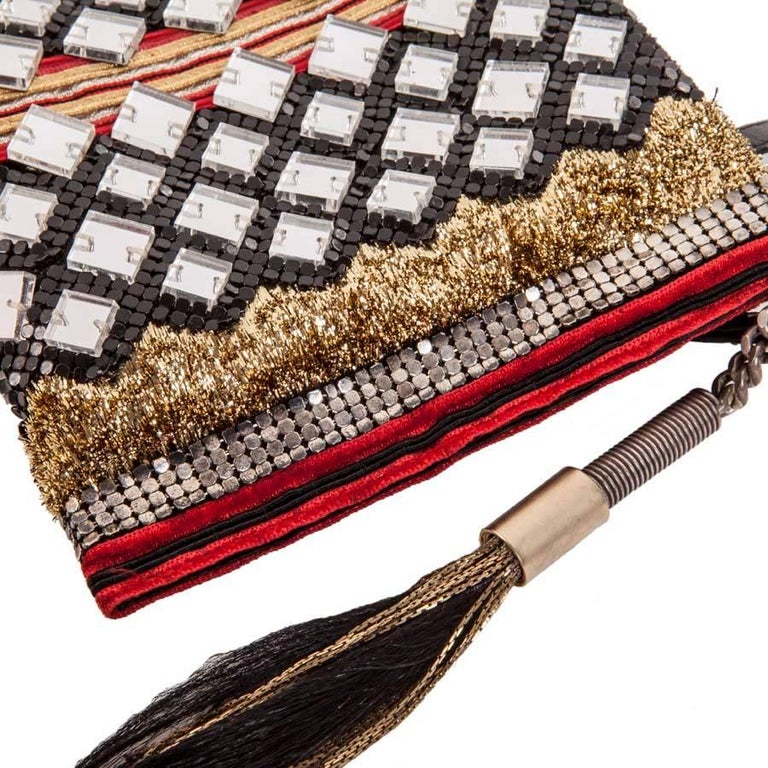 Balmain Evening Clutch in Lame Gold Fabric and Embroideries For Sale at ...
