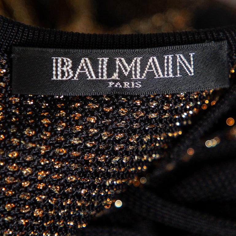 Balmain Gold Mesh Fringe Detail Sleeveless Mini Dress M at 1stDibs