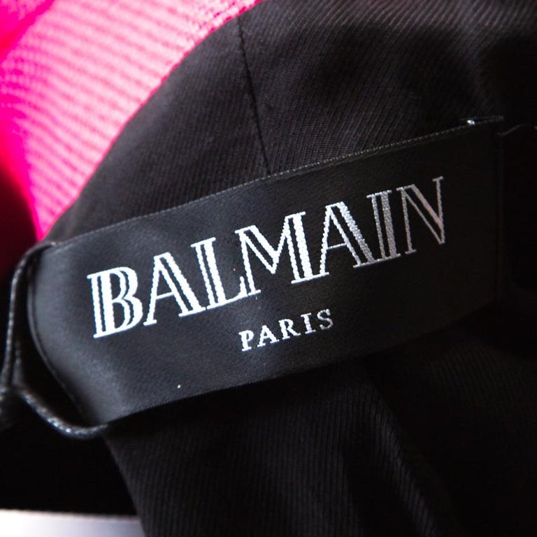 Balmain Hot Pink Basketweave Textured Double Breasted Blazer S For Sale ...