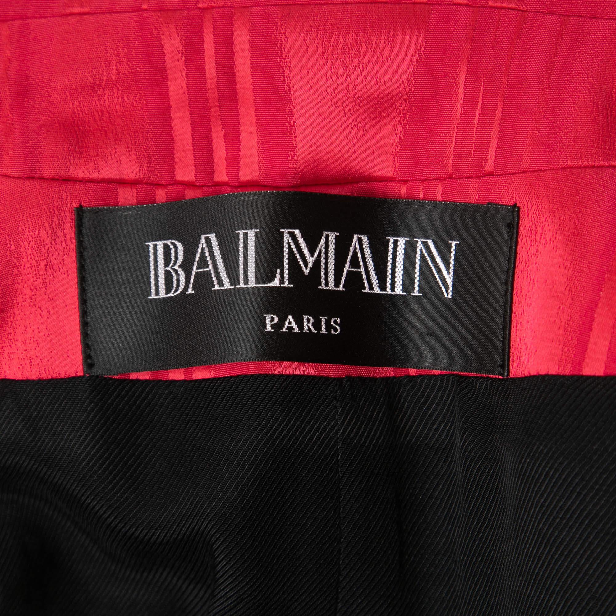 Balmain Hot Pink Jacquard Double Breasted Blazer S For Sale at 1stDibs