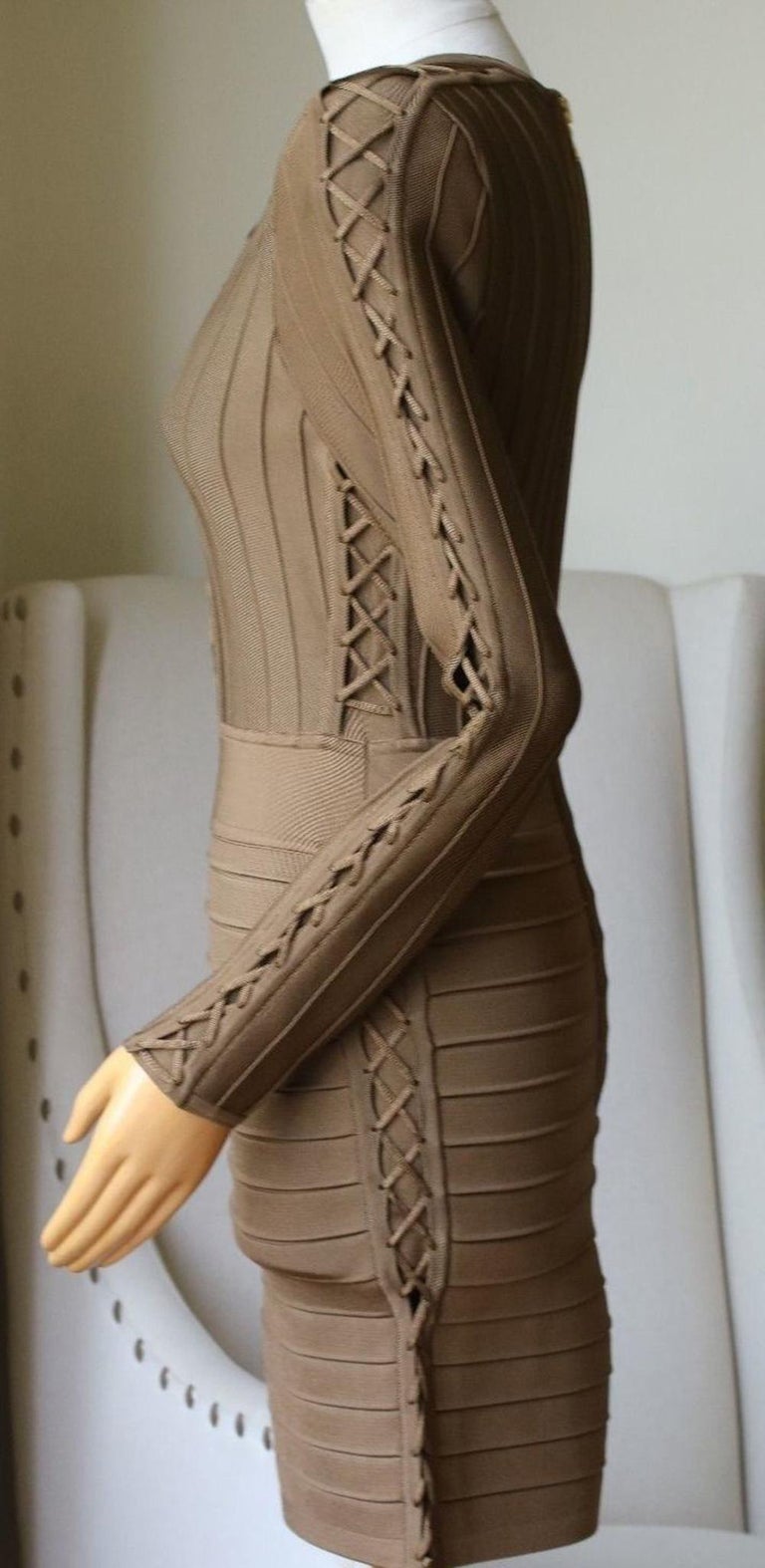 Balmain Lace-Up Ribbed Stretch-Knit Mini Dress For Sale at 1stDibs ...