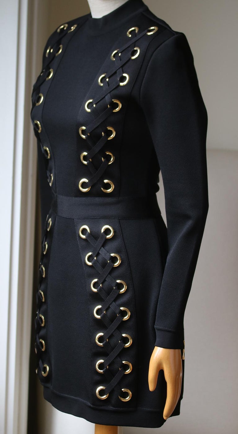 Balmain Lace-Up Stretch-Jersey Mini Dress For Sale at 1stDibs | balmain ...