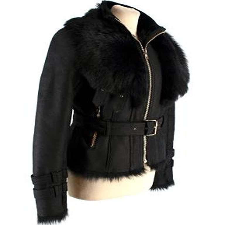 Balmain Leather Fur Trimmed Jacket For Sale at 1stDibs