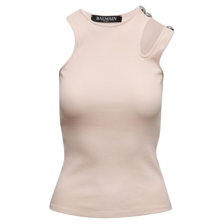 Balmain Light Pink Cutout Sleeveless Top For Sale at 1stDibs