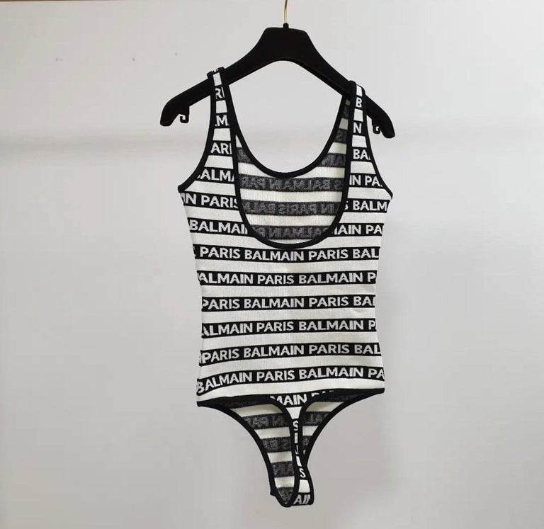 Balmain Logo Stripe One-Piece Body For Sale at 1stDibs