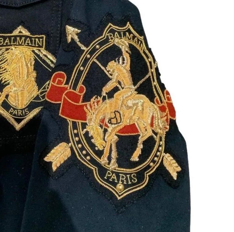 Balmain Military Jacket Black Canvas Limited Edition For Sale at 1stDibs