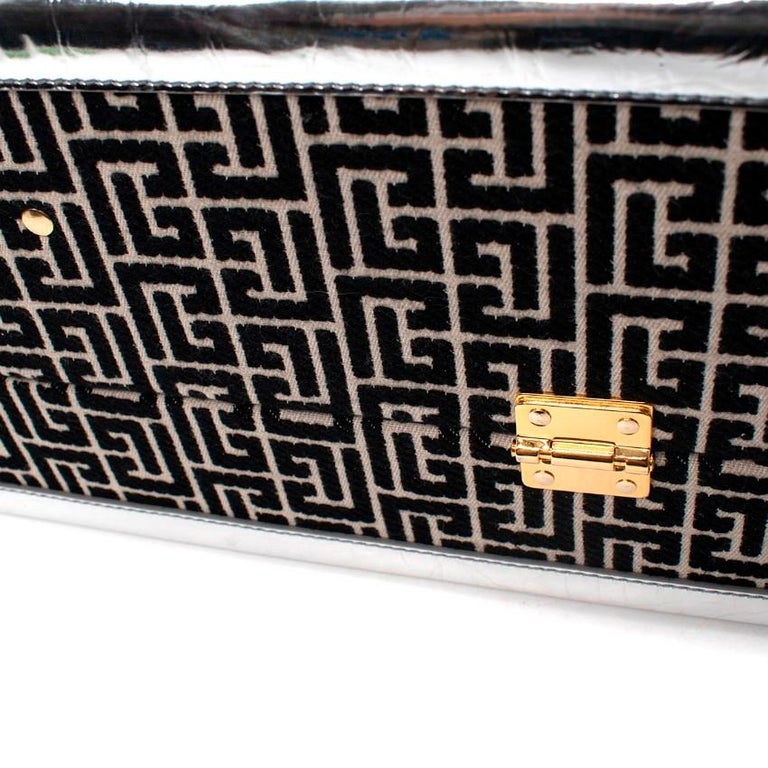 Balmain Monogram Jacquard Metallic Croc-Effect Leather Trim Suitcase ...