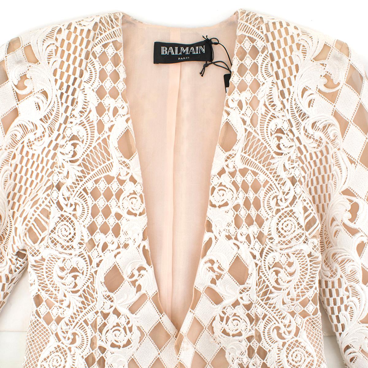 Balmain Nude and White Harlequin Jacket FR 38 at 1stDibs