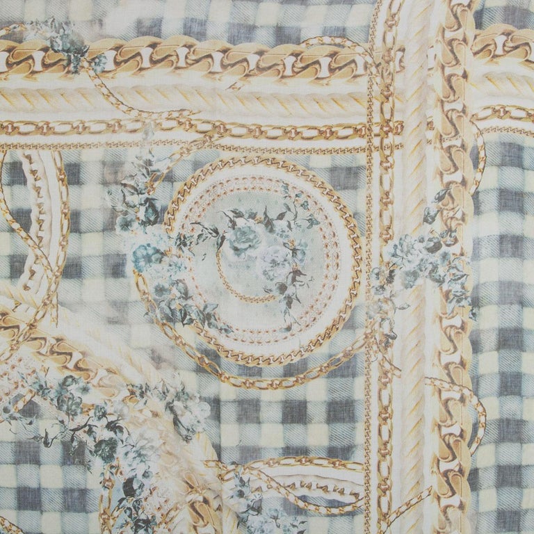 BALMAIN off-white and gold cashmere silk Chain Shawl Scarf at 1stDibs