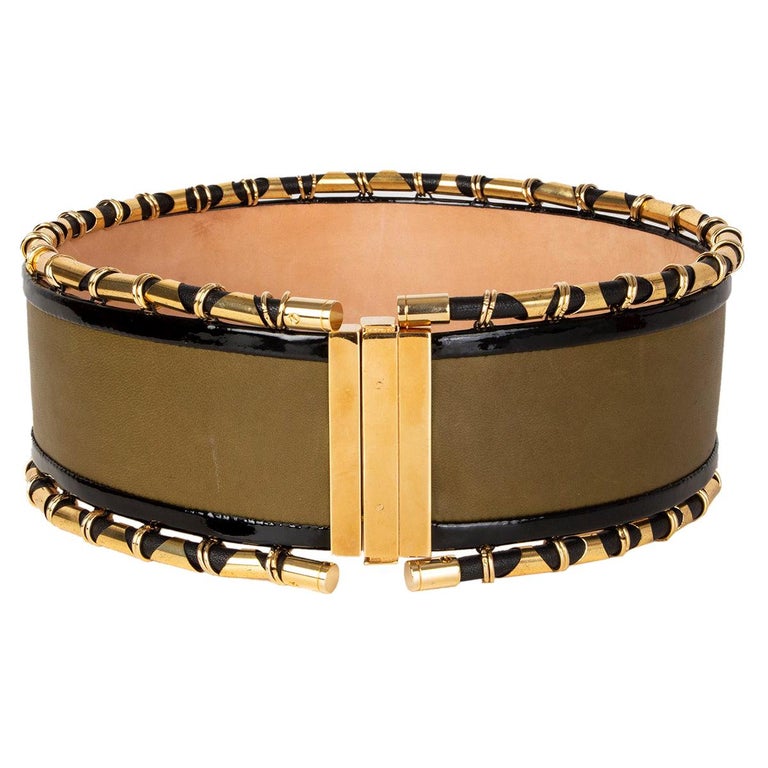 BALMAIN olive green leather WIDE WAIST Belt 36 XS at 1stDibs | green ...