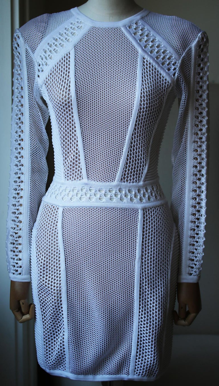 Balmain Open-Knit Mini Dress For Sale at 1stDibs