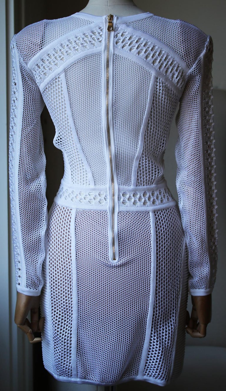 Balmain Open-Knit Mini Dress For Sale at 1stDibs