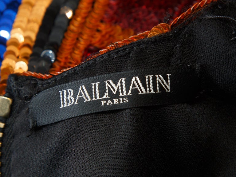 Balmain Orange and Multicolor Sequined Mini Dress at 1stDibs | balmain ...