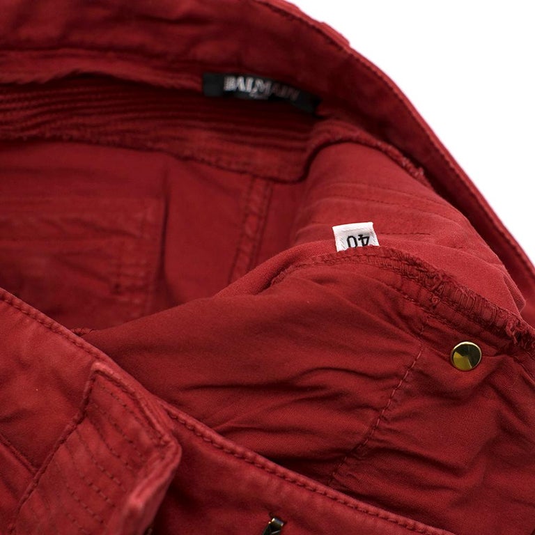 Balmain Paris Red Fitted Biker Jeans SIZE M at 1stDibs | balmain paris ...