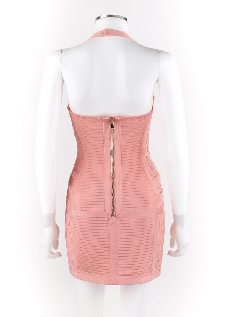 BALMAIN Pre Fall 2016 Light Pink Bandage Paneled Bodycon Mini Dress NWT ...