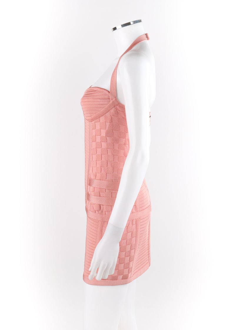 BALMAIN Pre Fall 2016 Light Pink Bandage Paneled Bodycon Mini Dress NWT ...