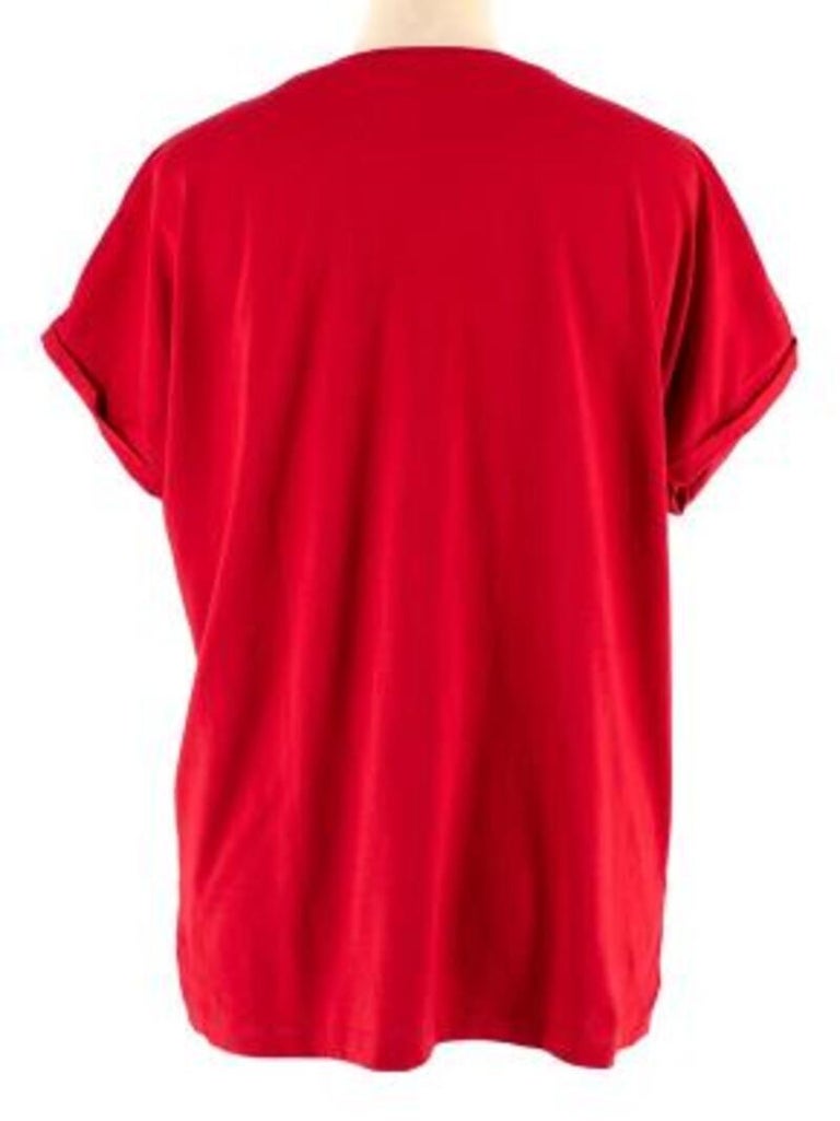 Balmain Red Foil Logo T-shirt For Sale at 1stDibs