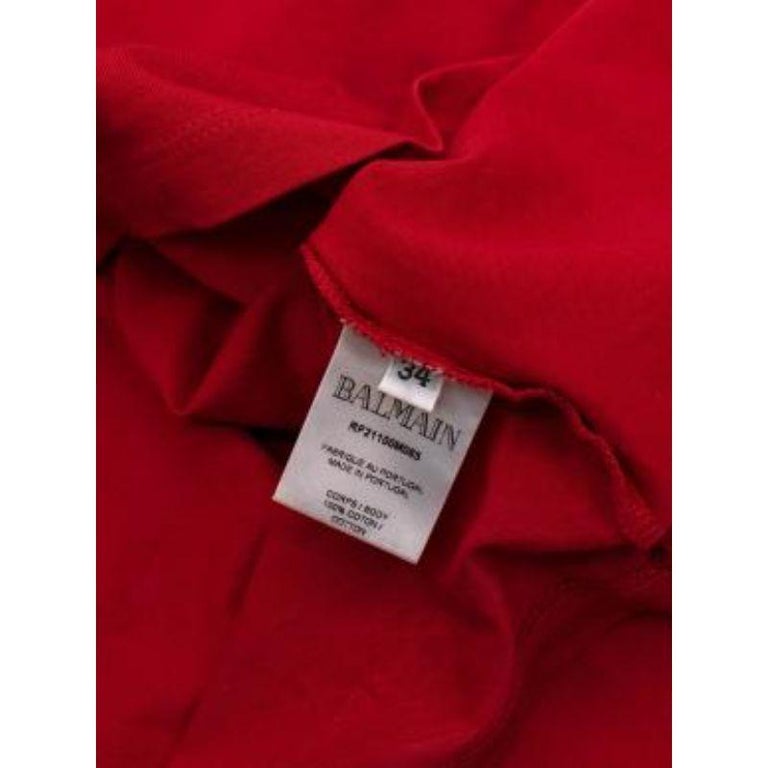 Balmain Red Foil Logo T-shirt For Sale at 1stDibs