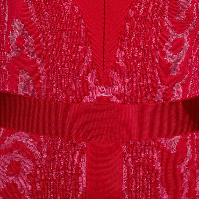 Balmain Red Moire Jacquard Knit Mini Dress M at 1stDibs | balmain dubai ...