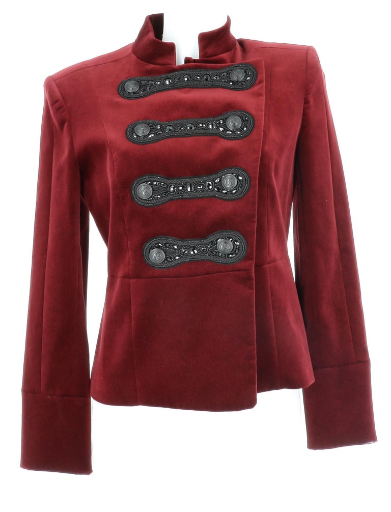 Balmain Red Velvet Jacket For Sale at 1stDibs