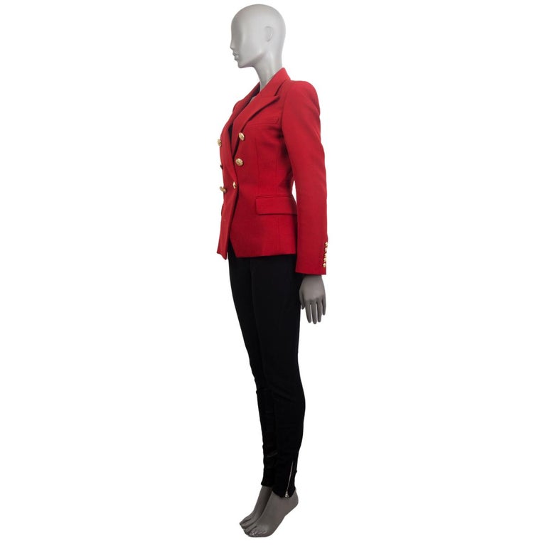 BALMAIN red wool SIGNATURE DOUBLE BREASTED Blazer Jacket 38 at 1stDibs ...