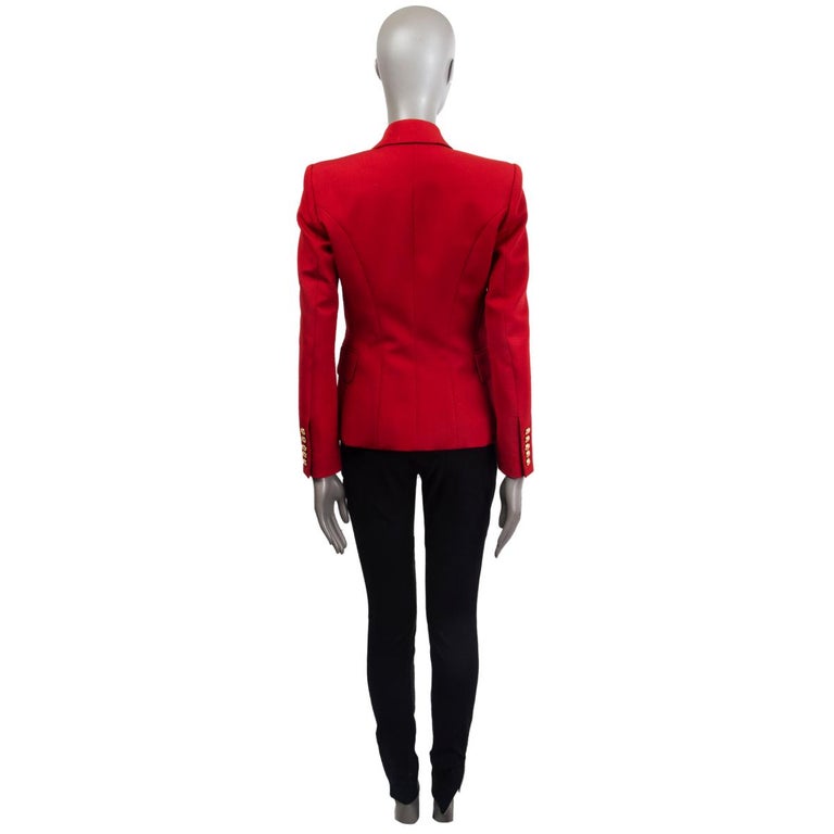BALMAIN red wool SIGNATURE DOUBLE BREASTED Blazer Jacket 38 at 1stDibs ...
