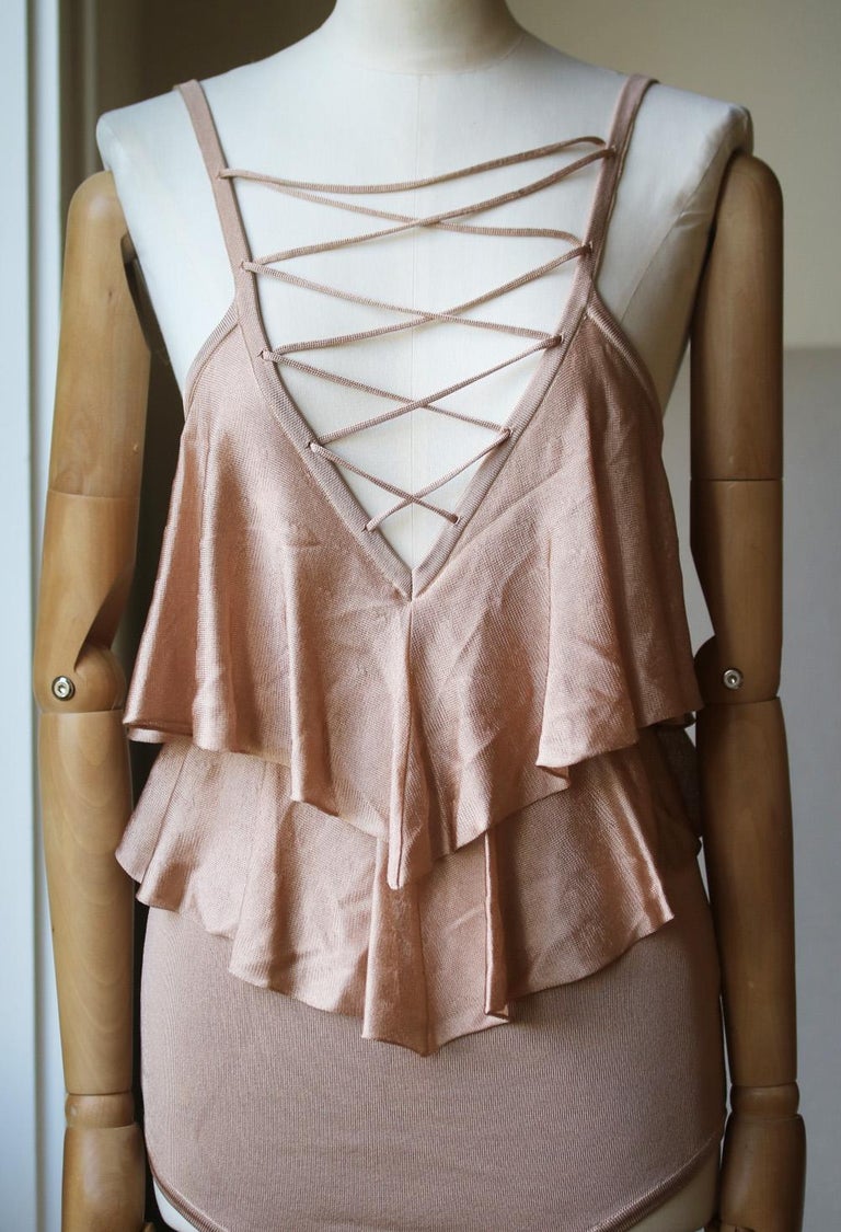 Balmain Ruffled Stretch-Jersey Bodysuit For Sale at 1stDibs | balmain ...