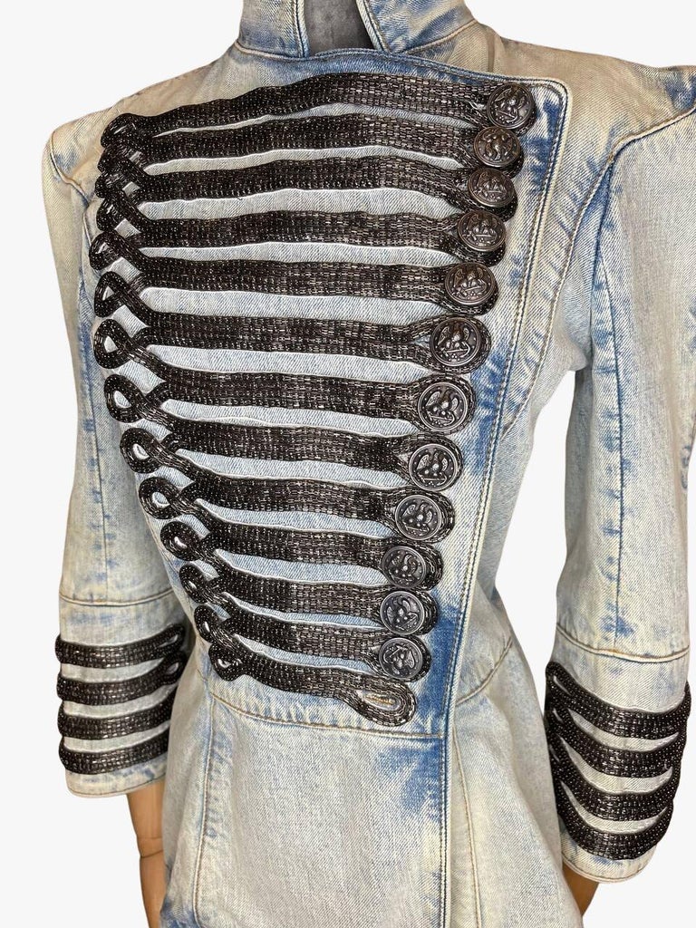 Balmain Runway Military Style Denim Jacket, SS 2009 For Sale at 1stDibs