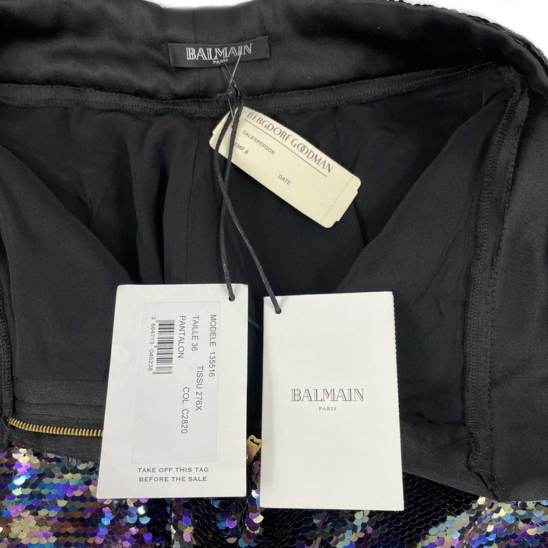 Balmain - Sequin Embellished Fringe Trim Purple Pants - 34 US 4 - NEW ...