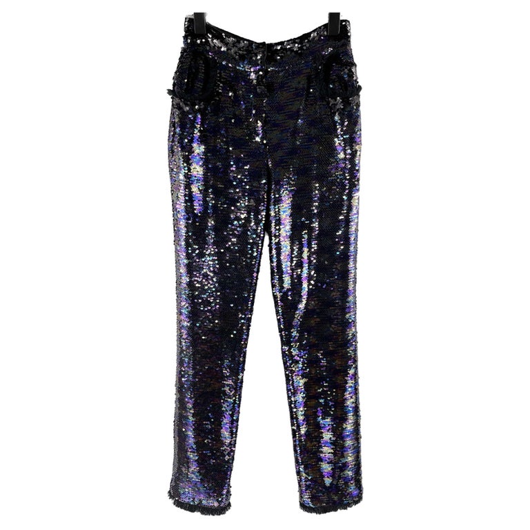 Balmain - Sequin Embellished Fringe Trim Purple Pants - 34 US 4 - NEW ...
