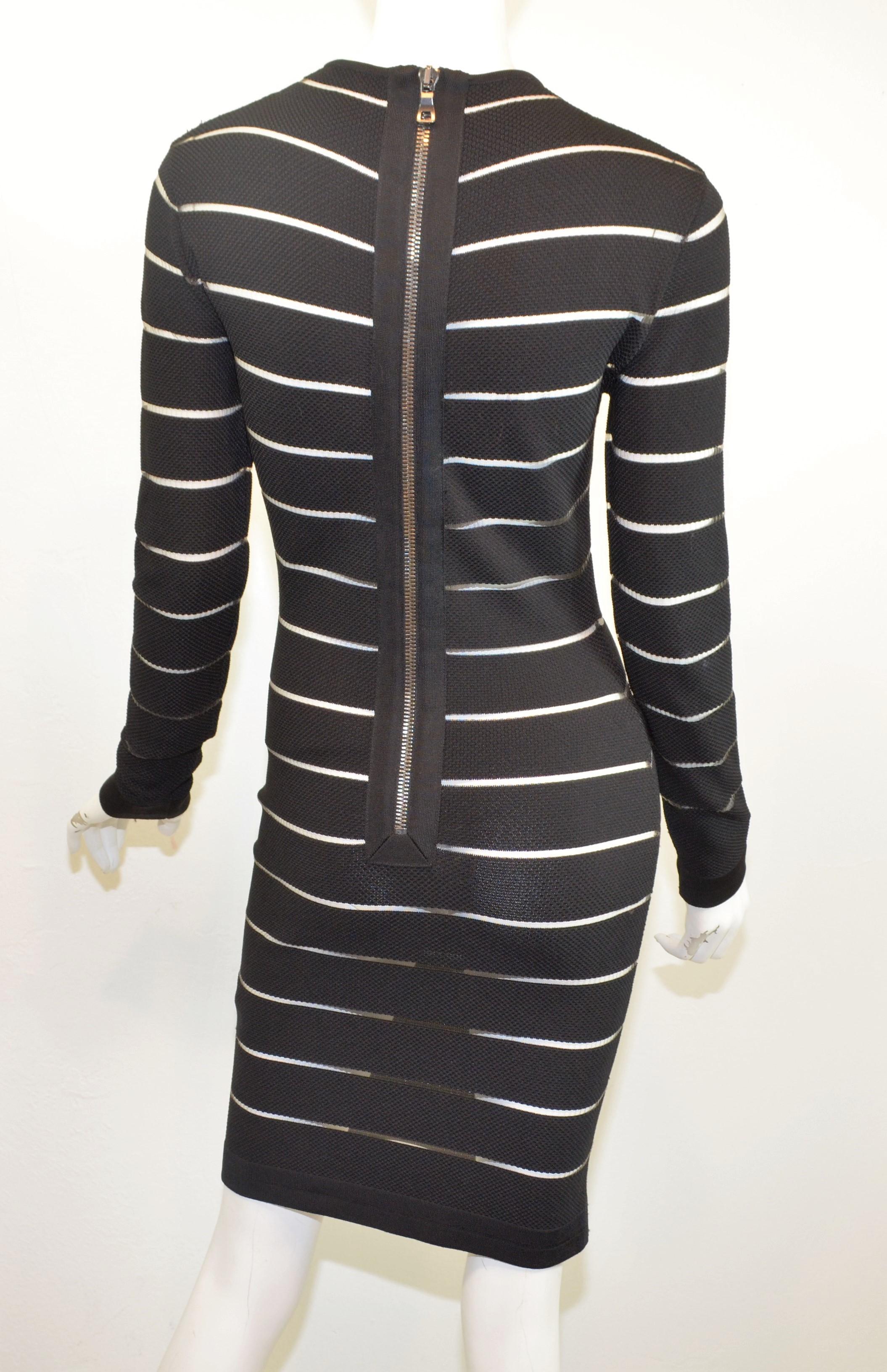 Balmain Sheer Striped Bodycon Dress at 1stDibs