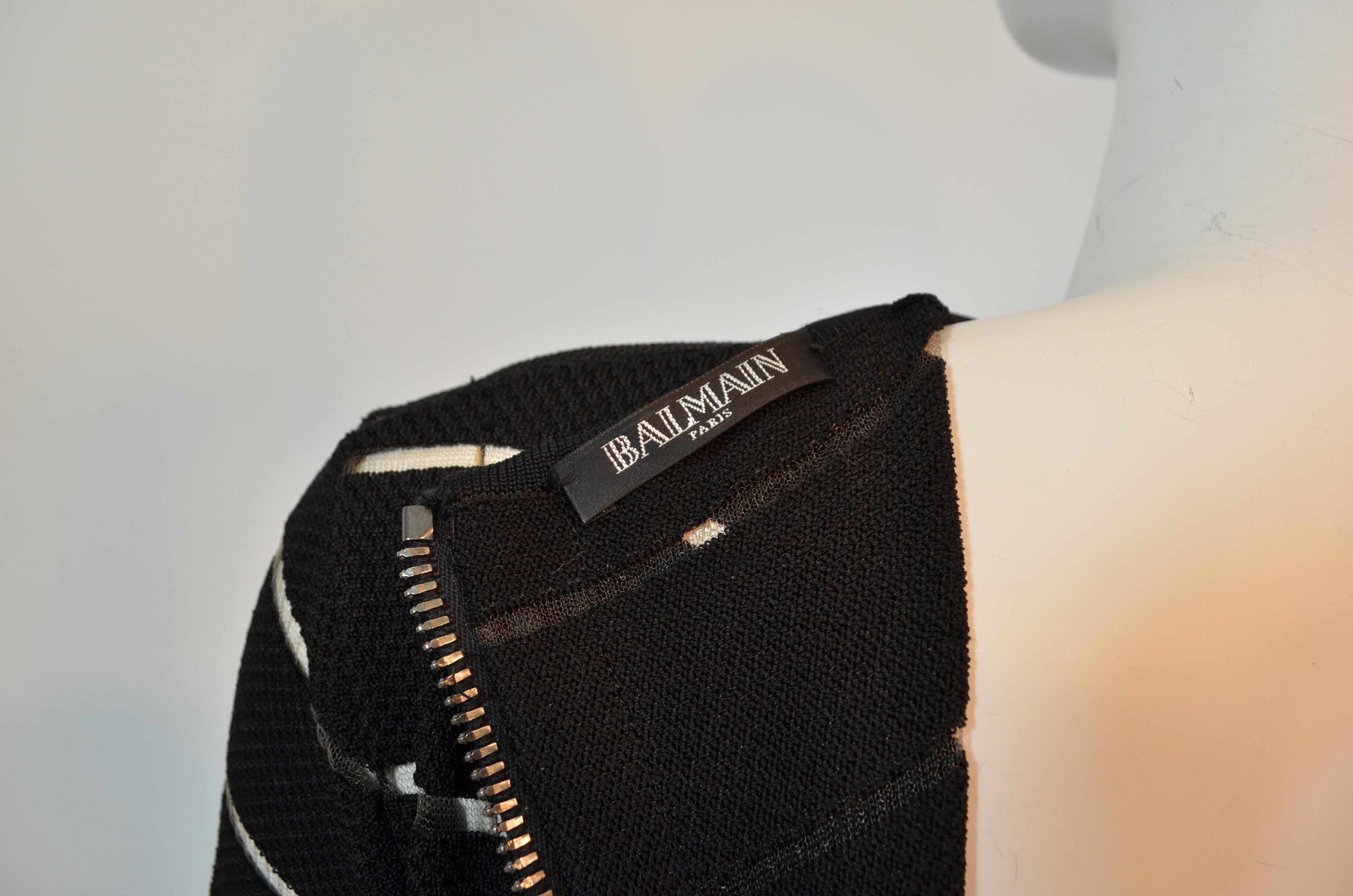 Balmain Sheer Striped Bodycon Dress at 1stDibs