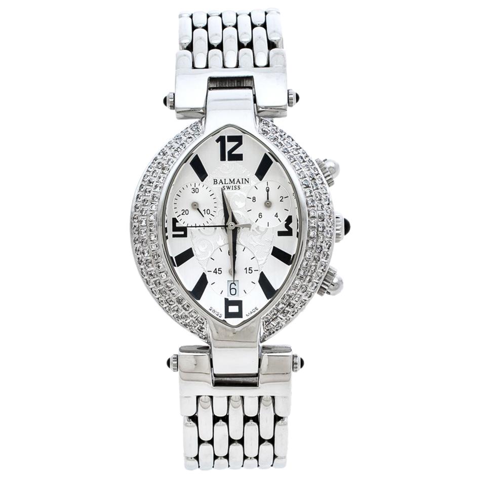 Balmain Silver Diamond Excessive Chronograph 5831 Women's Wristwatch 32 ...