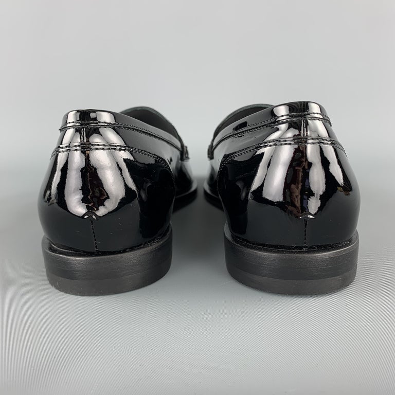 BALMAIN Size 10 Black Patent Leather Slip On Penny Loafers at 1stDibs ...