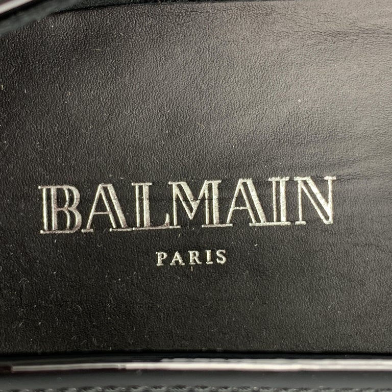 BALMAIN Size 10 Black Patent Leather Slip On Penny Loafers at 1stDibs ...