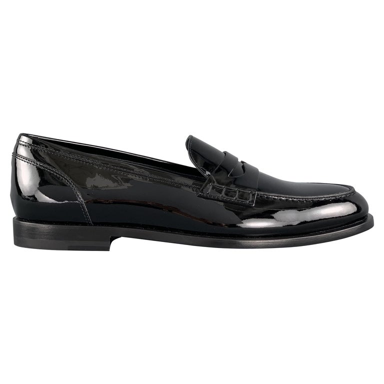 BALMAIN Size 10 Black Patent Leather Slip On Penny Loafers at 1stDibs ...