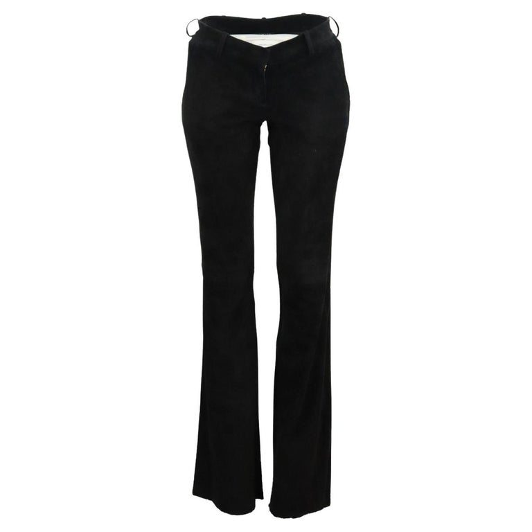 Balmain Stretch Suede Low Rise Flared Pants Fr 36 Uk 8 For Sale at 1stDibs