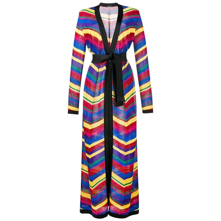 Balmain Striped Stretch Knit Cardigan For Sale at 1stDibs