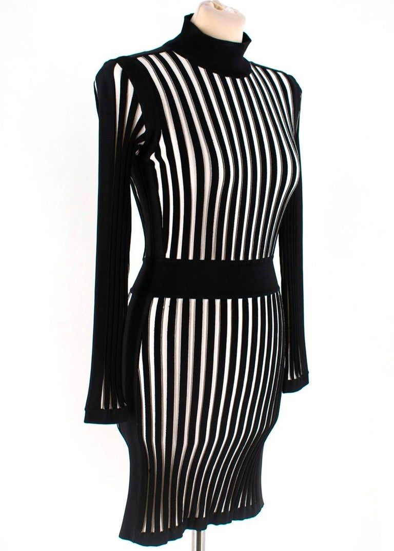 Balmain Striped Stretch-knit Mini Dress XS 36 at 1stDibs