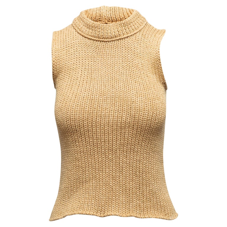 Balmain Tan Knit Sleeveless Top For Sale at 1stDibs