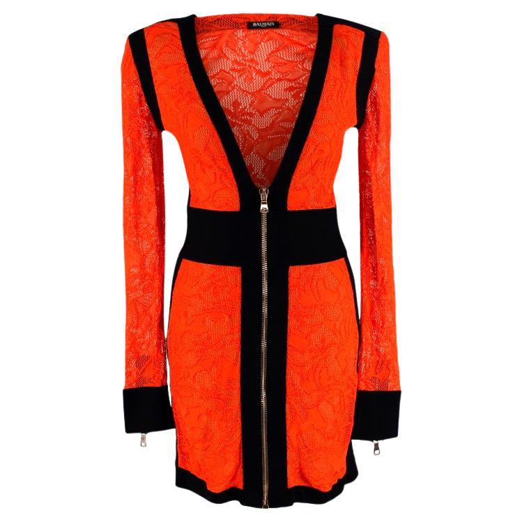 Balmain Sheer-Panel Mini Dress For Sale at 1stDibs